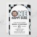 One Happy Dude Groovy Boy Photo Birthday Invitation | Zazzle