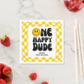 One Happy Dude Happy Face Boy First Birthday Napkins | Zazzle