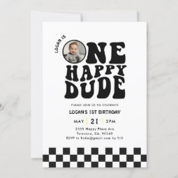One Happy Dude Photo Boy First Birthday Invitation | Zazzle