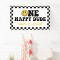 One Happy Dude Smile Face Boy First Birthday Sign | Zazzle