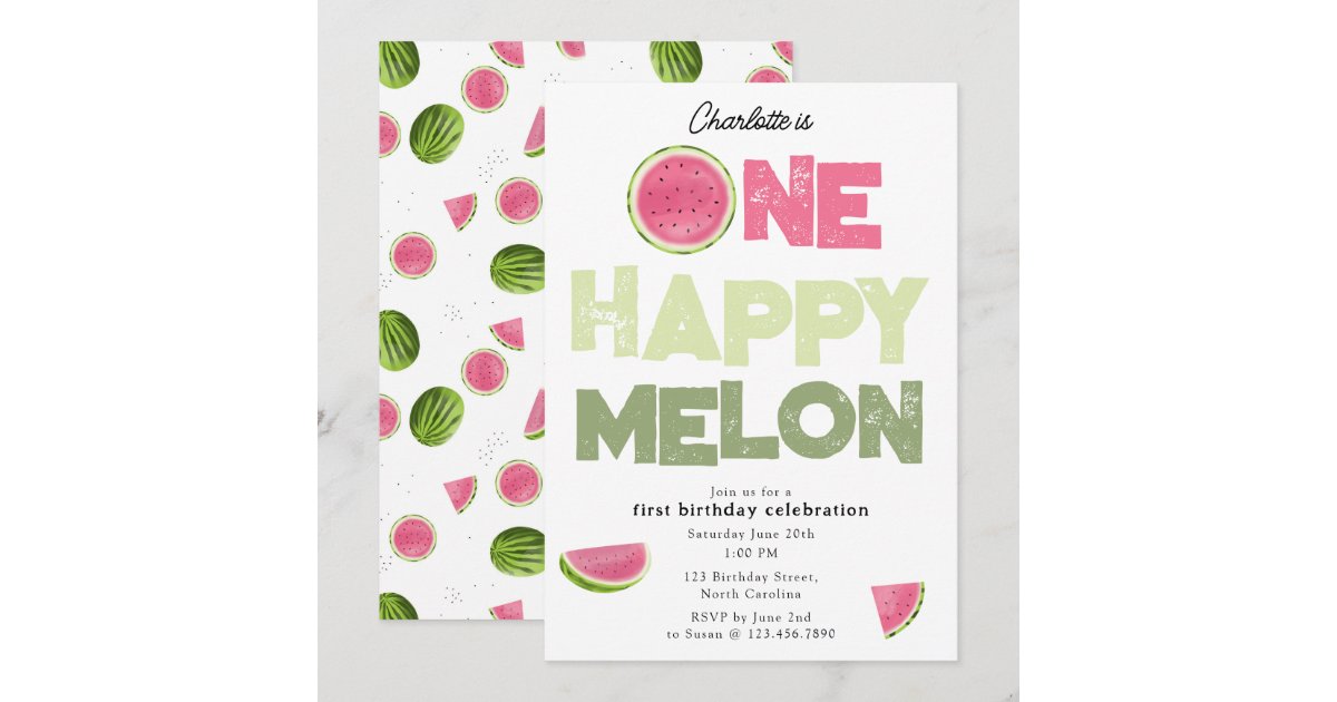 One Happy Melon Invite 1st Summer Birthday | Zazzle