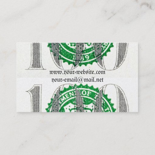 One Hundred Dollar Bill Business Card | Zazzle