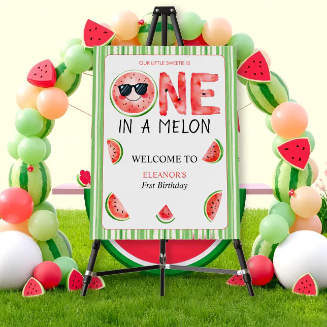 One in a melon 1st birthday watermelon WELCOME Foam Board | Zazzle