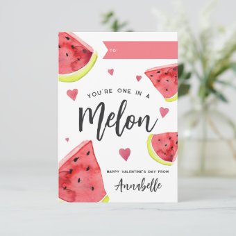 One In A Melon Classroom Valentine's Day Card | Zazzle