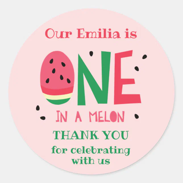One in a Melon First Birthday Favor Sticker | Zazzle