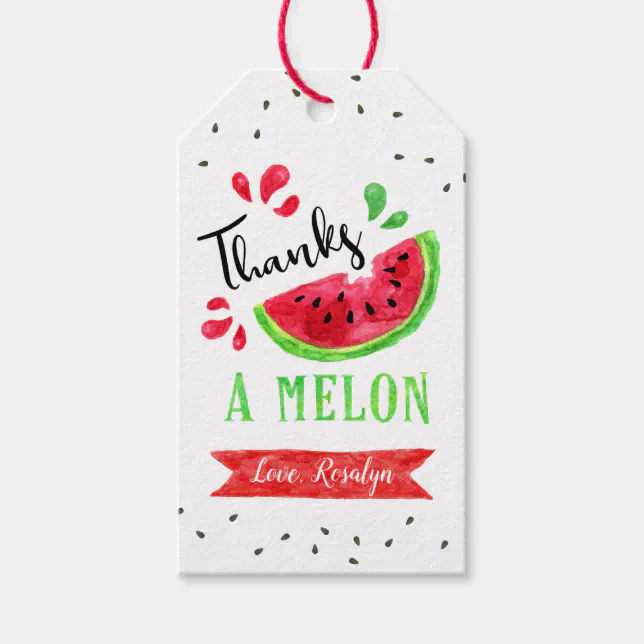 One In A Melon First Birthday Thank You Gift Tags | Zazzle