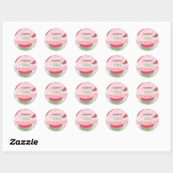 One in a melon first birthday watermelon stickers | Zazzle