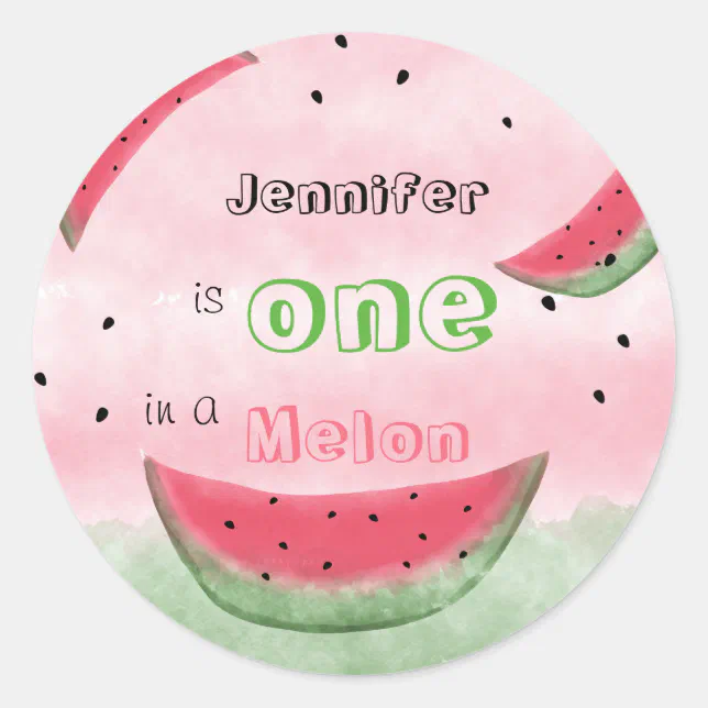 One in a melon first birthday watermelon stickers | Zazzle