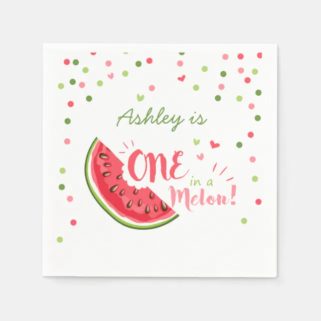 One in a melon Paper Napkins Summer Watermelon | Zazzle