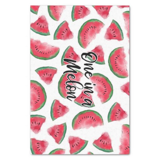 One in a Melon Quote Watermelon Watercolor Pattern Tissue Paper | Zazzle