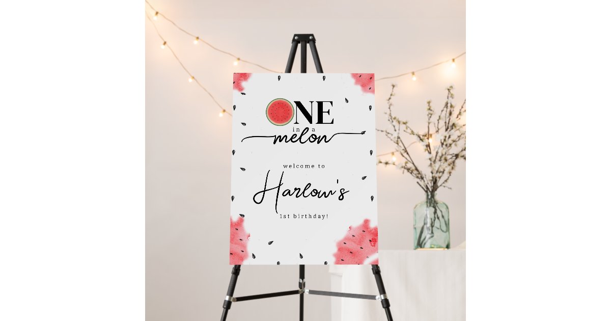 ONE in a Melon Watermelon Birthday Welcome Sign | Zazzle