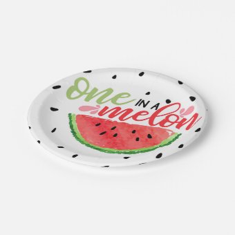 One in A Melon Watermelon Paper Plate - Red | Zazzle