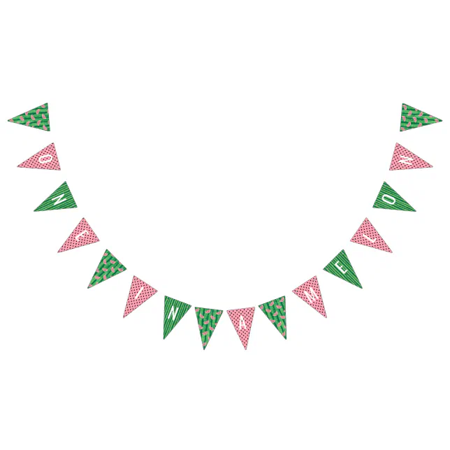 One in a Melon Watermelon Party First Birthday Bunting Flags | Zazzle