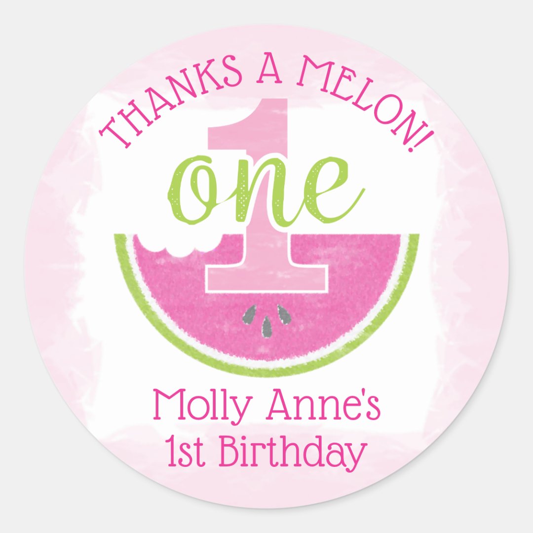 One in a Melon Watermelon Thank You Sticker | Zazzle