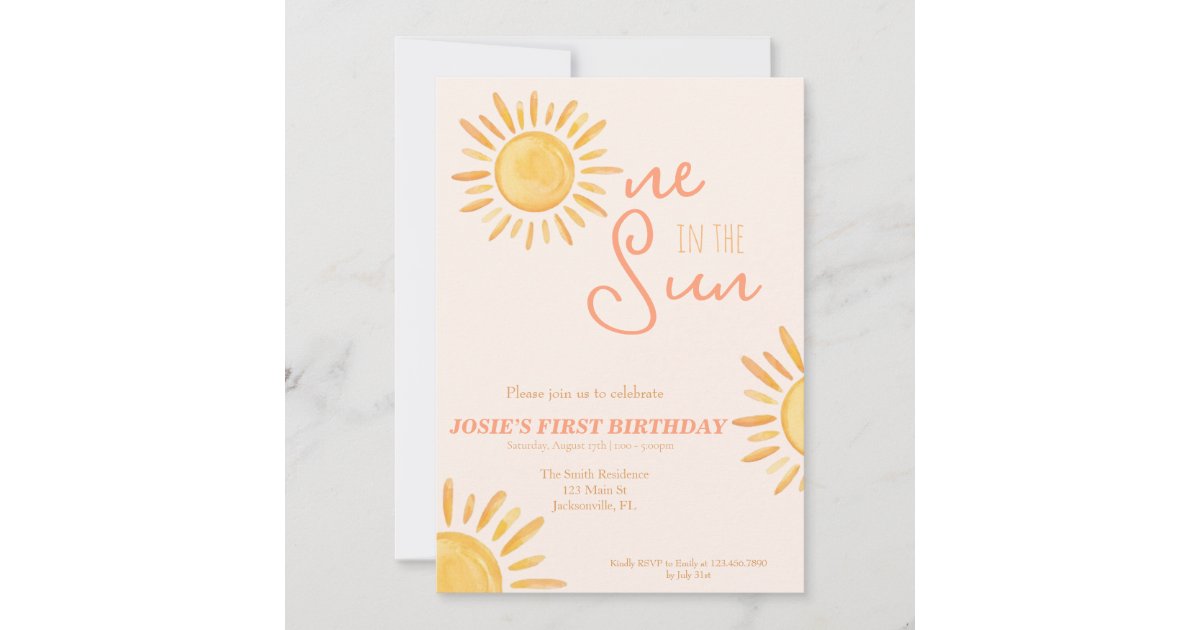 One in the Sun 1st Birthday Invitation | Zazzle