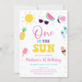 One in the Sun Girl Pool Party 1st Birthday Invitation | Zazzle