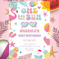 One In The Sun Summer Splish Splash 1st Birthday Invitation | Zazzle