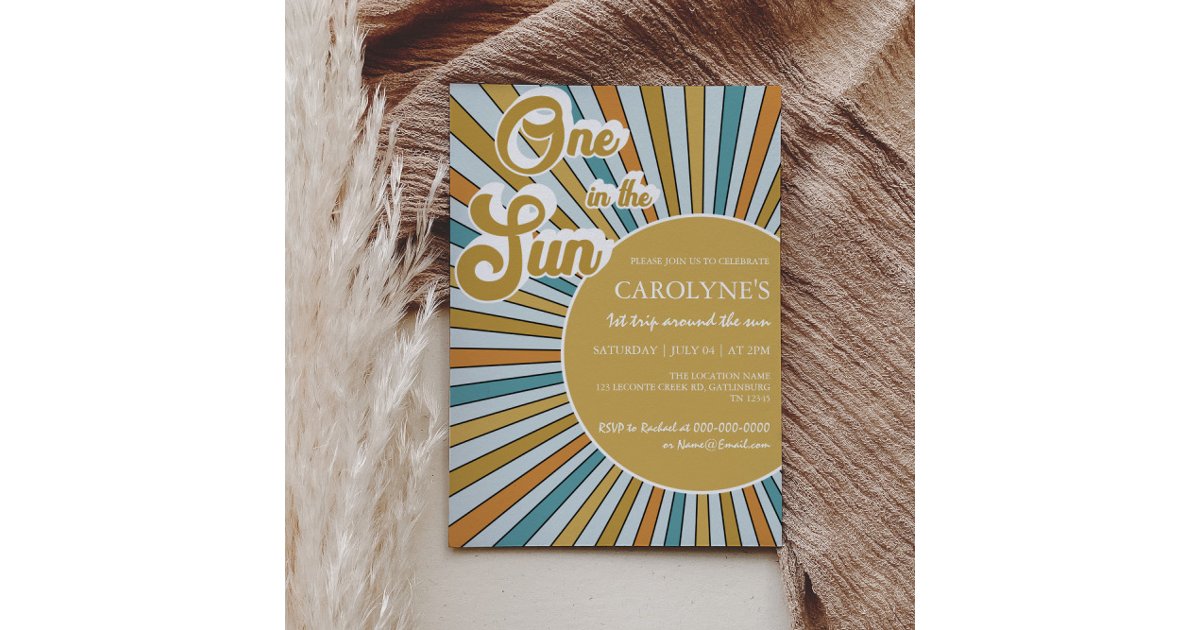 One In The Sun Sunshine 1st Birthday Invitation | Zazzle