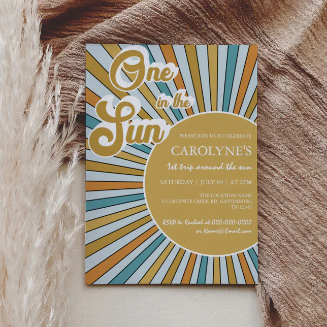 One In The Sun Sunshine 1st Birthday Invitation | Zazzle