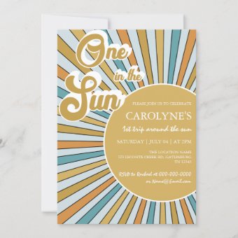 One In The Sun Sunshine 1st Birthday Invitation | Zazzle