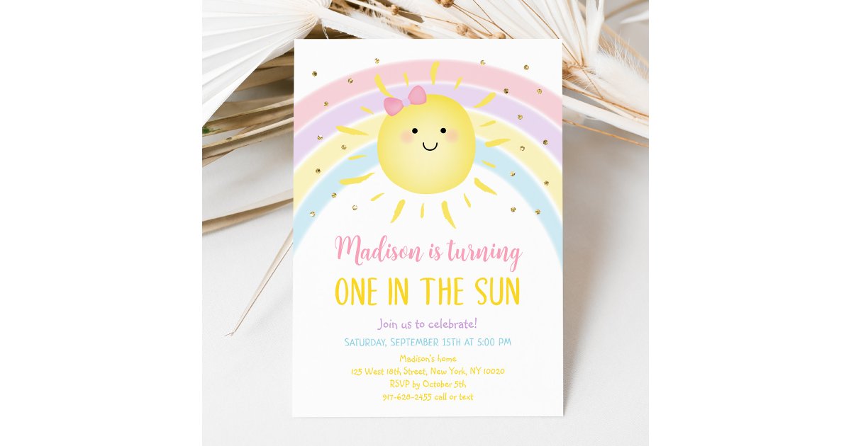 One in the Sun Sunshine Birthday Invitation | Zazzle