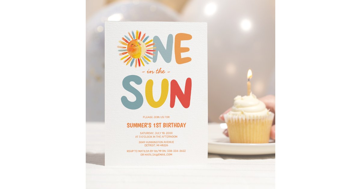 One in the Sun Sunshine Kids Birthday Party Invitation | Zazzle