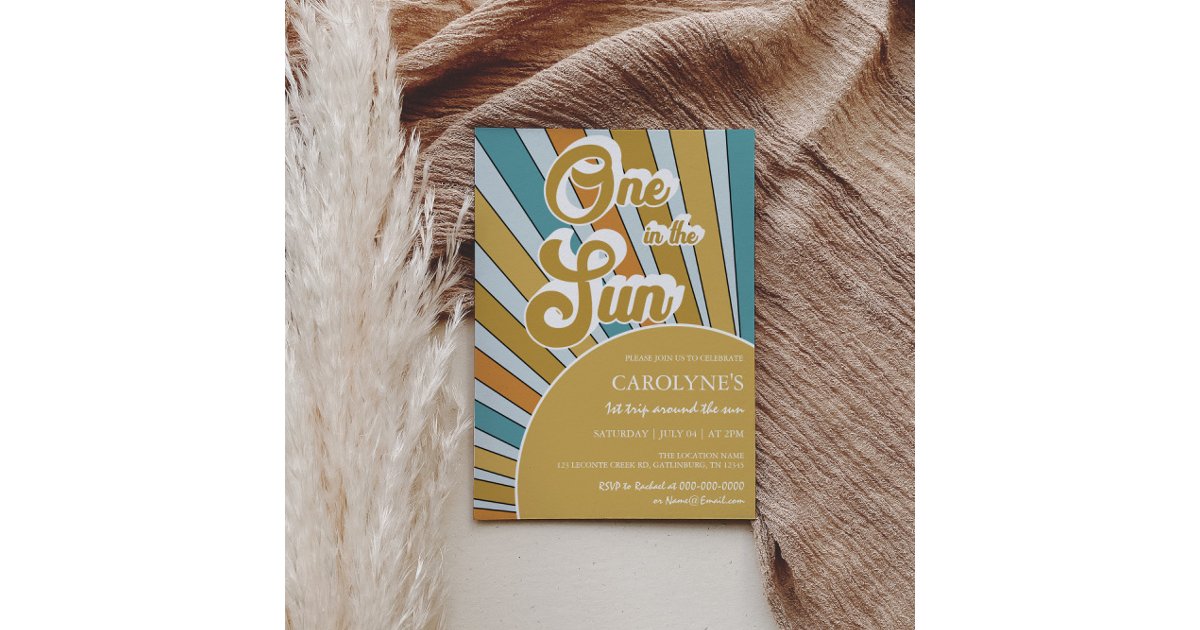 One In The Sun Sunshine Muted Rainbow 1st Birthday Invitation | Zazzle