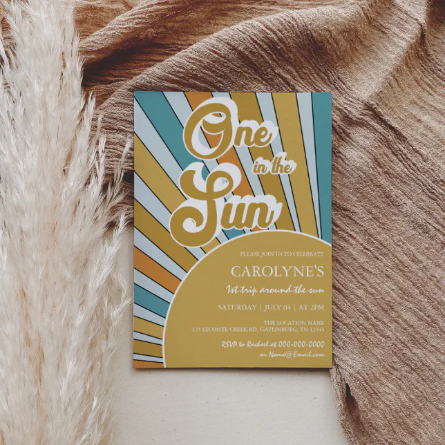 One In The Sun Sunshine Muted Rainbow 1st Birthday Invitation | Zazzle