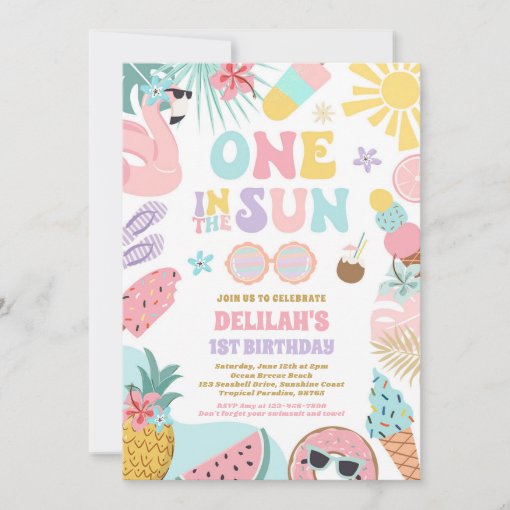One In The Sun Tropical Beach 1st Birthday Party Invitation | Zazzle