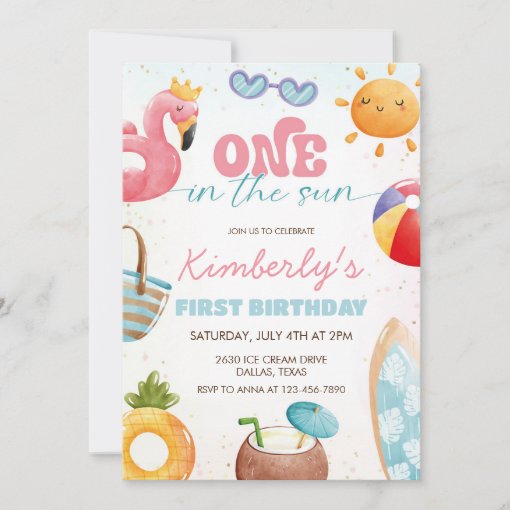 One In The Sun Tropical Beach 1st Birthday Party Invitation | Zazzle