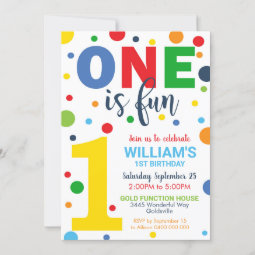 One is Fun Birthday Invitation 1st Birthday | Zazzle