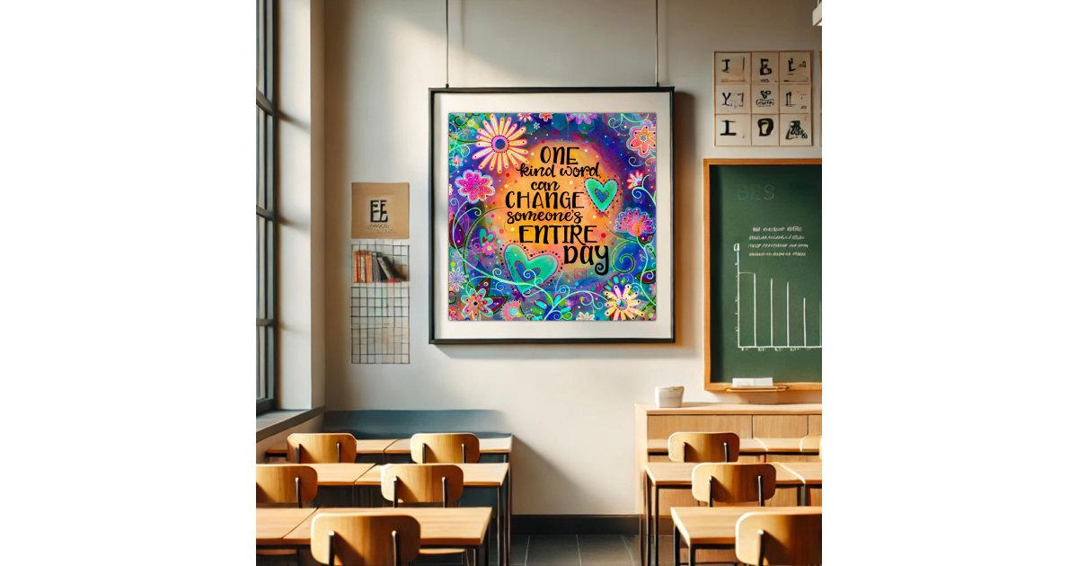 One Kind Word Fun Floral Poster | Zazzle