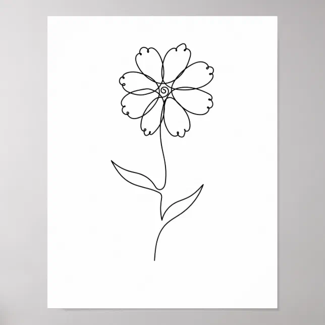 One Line Drawing Blume blüht Single Art Poster | Zazzle