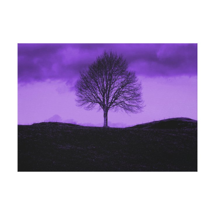 One Lone Tree Pop Art Purple Landscape Canvas | Zazzle