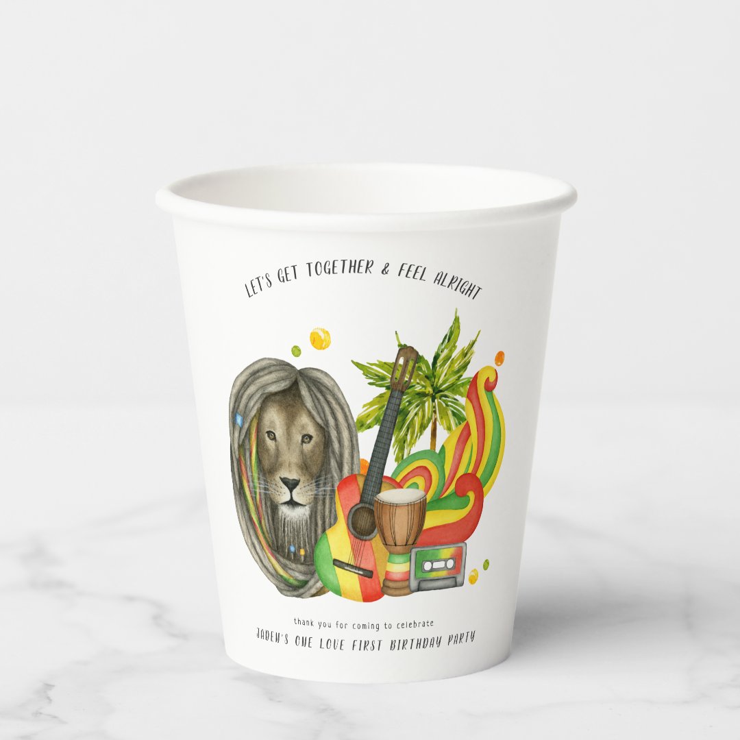 One Love First Birthday Party Paper Cups | Zazzle