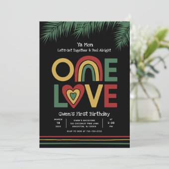 One Love First Reggae Birthday Invitation | Zazzle