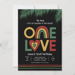 One Love First Reggae Birthday Invitation | Zazzle