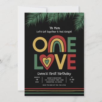 One Love First Reggae Birthday Invitation | Zazzle