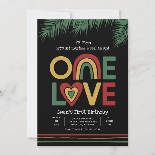 One Love First Reggae Birthday Invitation | Zazzle