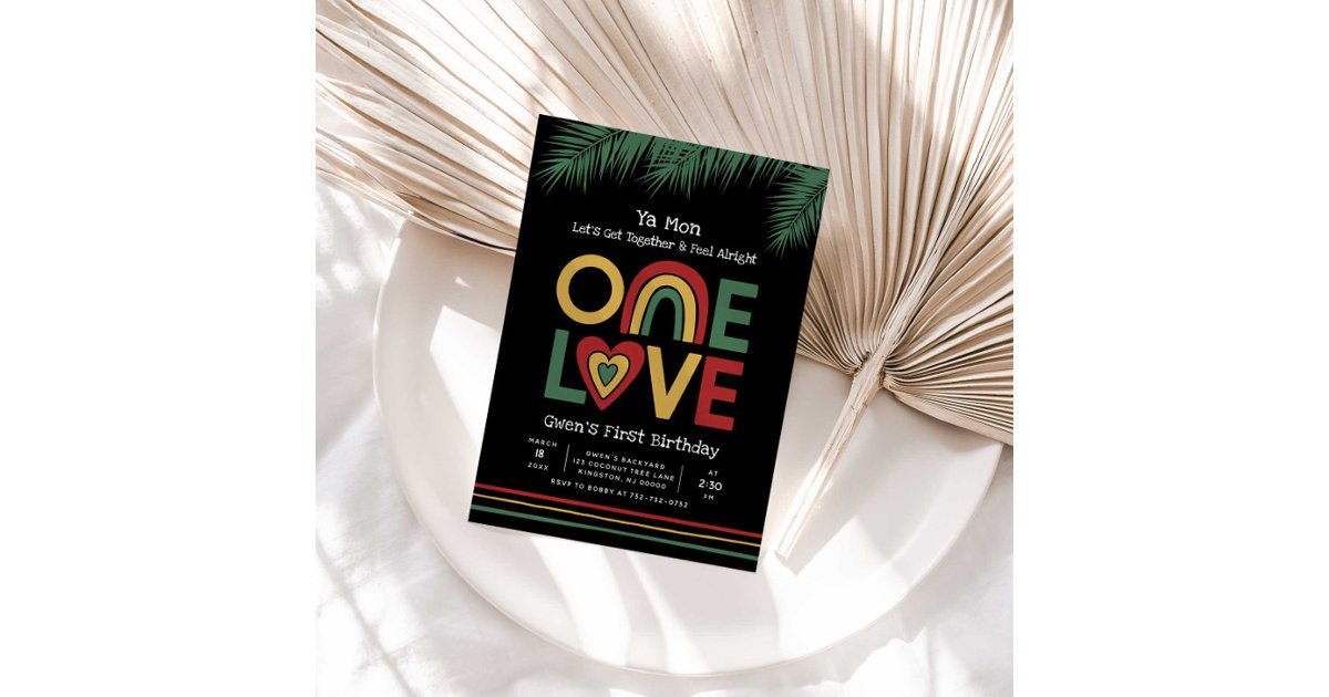 One Love First Reggae Birthday Invitation | Zazzle