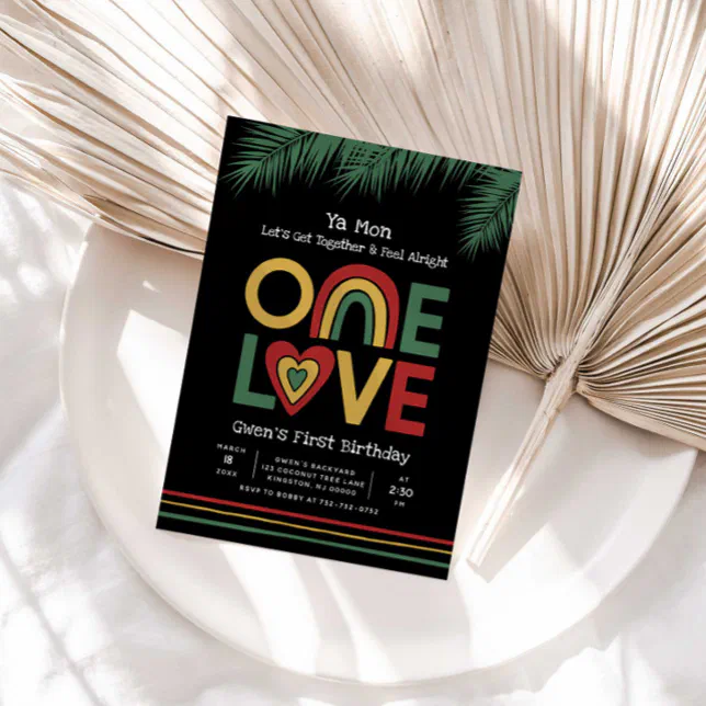 One Love First Reggae Birthday Invitation | Zazzle