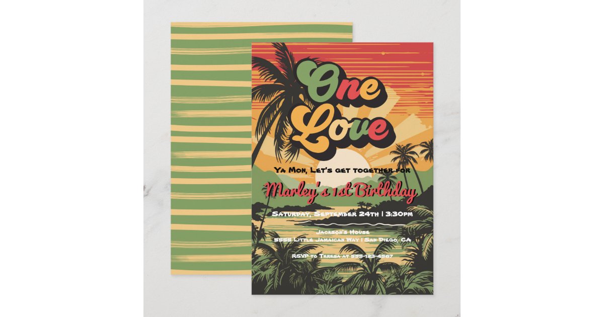 One Love Reggae Jamaican Birthday Invitation | Zazzle