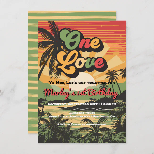 One Love Reggae Jamaican Birthday Invitation | Zazzle