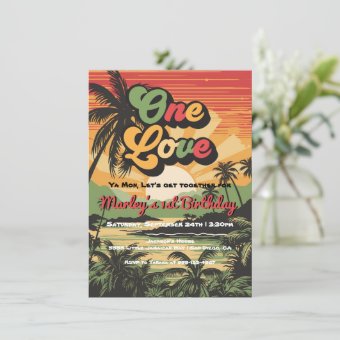 One Love Reggae Jamaican Birthday Invitation | Zazzle