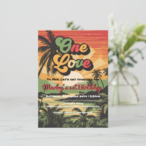 One Love Reggae Jamaican Birthday Invitation | Zazzle