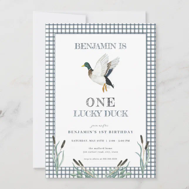 One Lucky Duck 1st Birthday Invitation | Zazzle