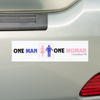 One Man One Woman Bumper Sticker | Zazzle