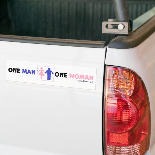 One Man One Woman Bumper Sticker | Zazzle