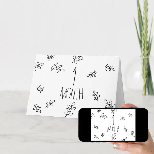 One Month (Simple Floral) Card | Zazzle