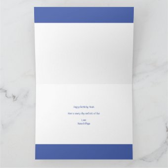 ONE Photo Letters Blue Boys 1st Birthday Card | Zazzle